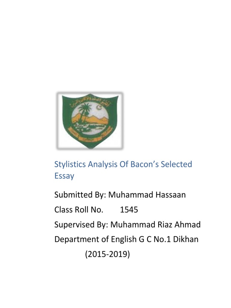 Stylistics Analysis of Bacon's Selected Essay | PDF | Essays | Word