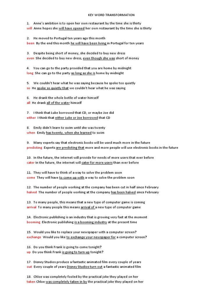 Predicting Future Trends: A Summary of Key Word Transformations ...