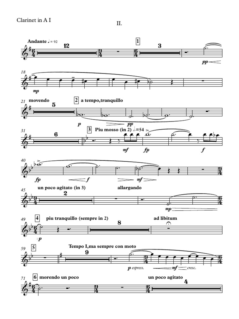 2 - Clarinet in A I | PDF | Tempo | Notation