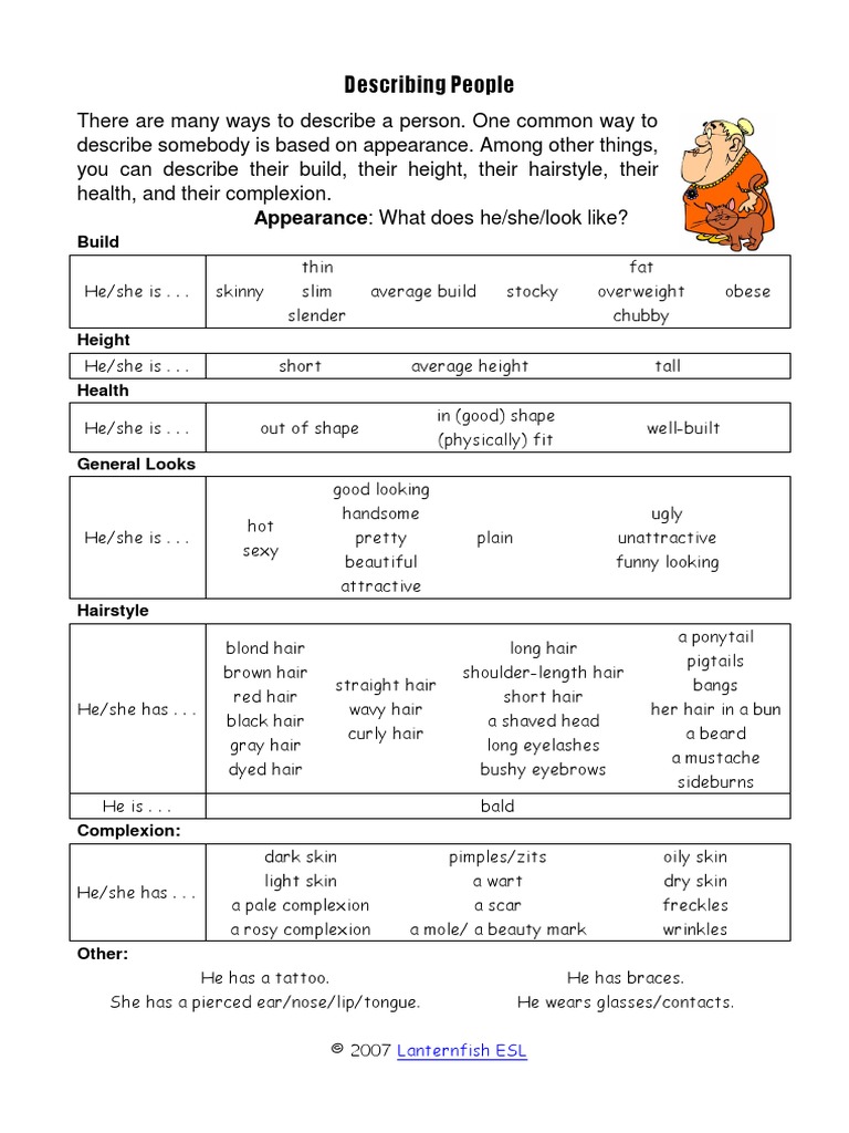 Appearance: What Does He/she/look Like?: Describing People | PDF ...