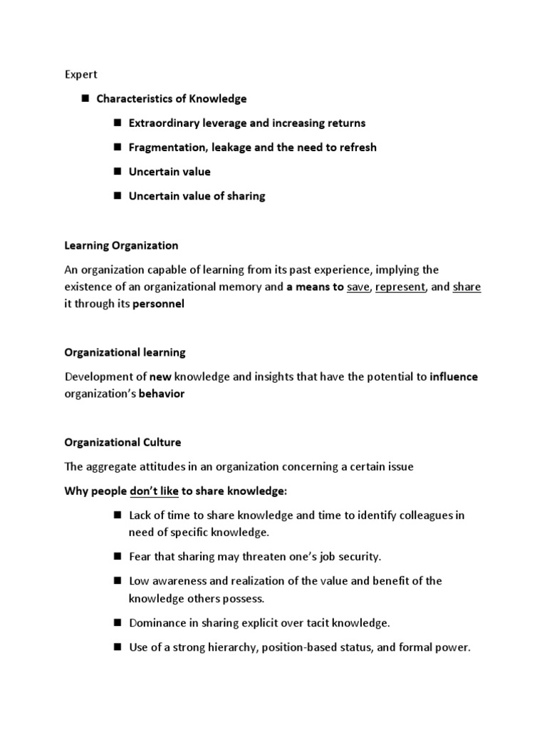 Learning Organization | PDF | Tacit Knowledge | Expert