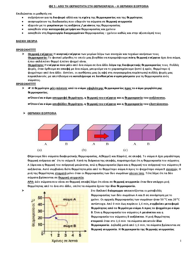 ΦΕ5-ΘΕΡΜΟΤΗΤΑ-ΘΕΡΜΙΚΗ ΙΣΟΡΡΟΠΙΑ | PDF