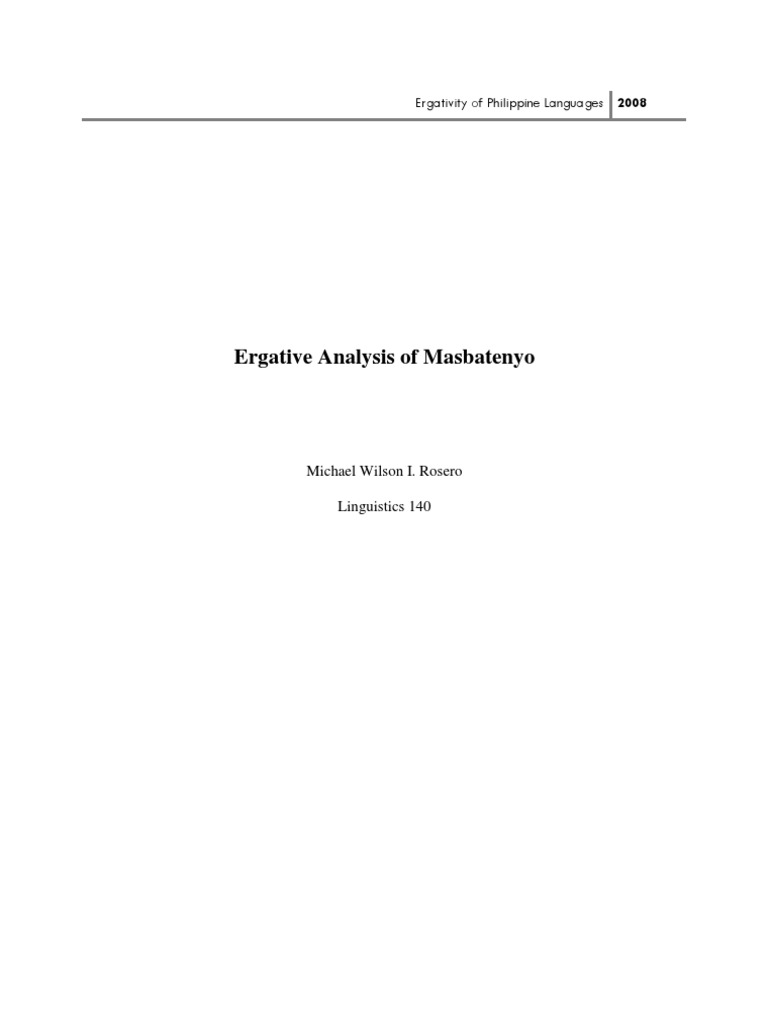 Ergativity in Masbatenyo Language | PDF | Object (Grammar) | Subject ...