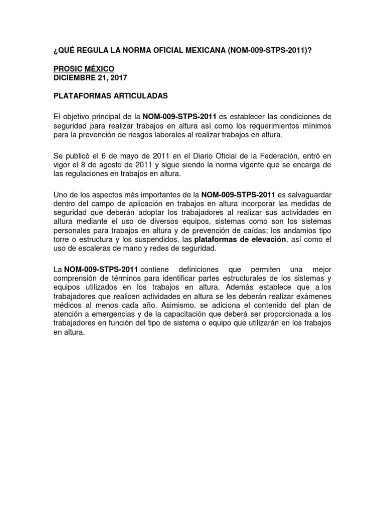 Nom 009 Qué Regula La Norma Oficial Mexicana | PDF | Andamio | Business