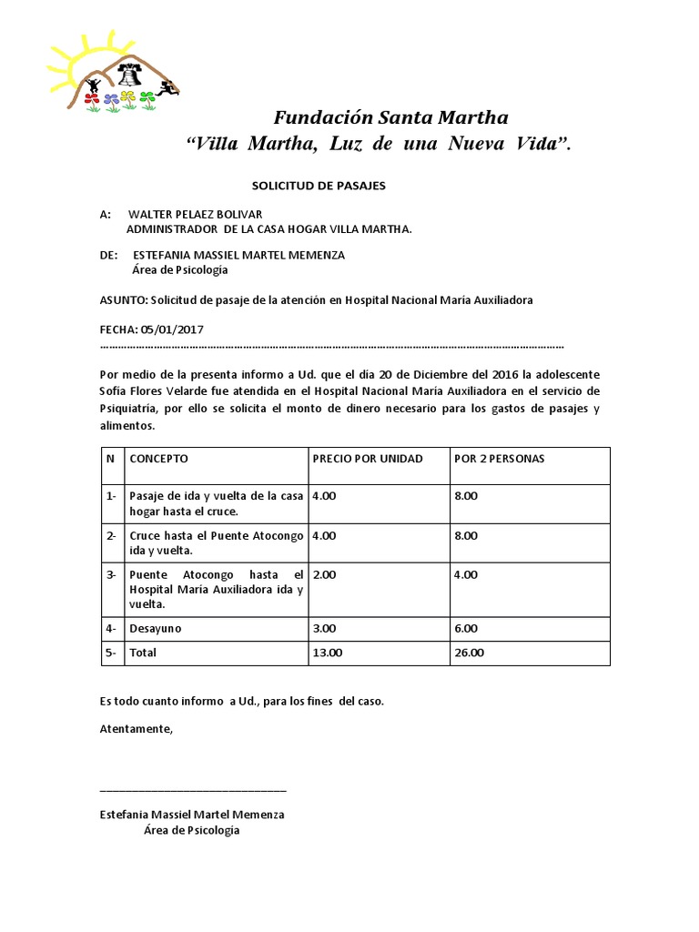 Modelo Solicitud Pasajes | PDF