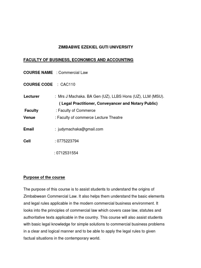 Commercial Law Course Overview | PDF | Lease | Law Of Agency