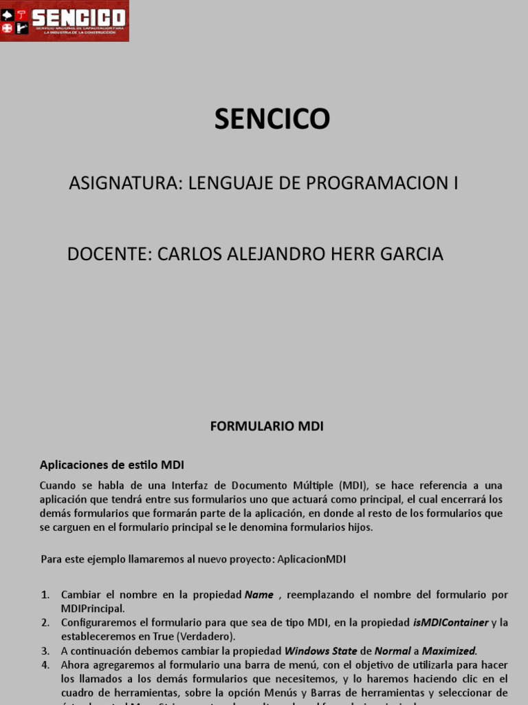 Creación de Formulario MDI en Aplicaciones | PDF | Crecimiento personal ...