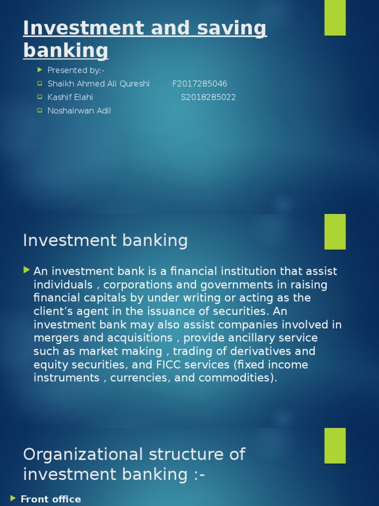 Investment Banking and Savings Overview | PDF | Investment Banking ...