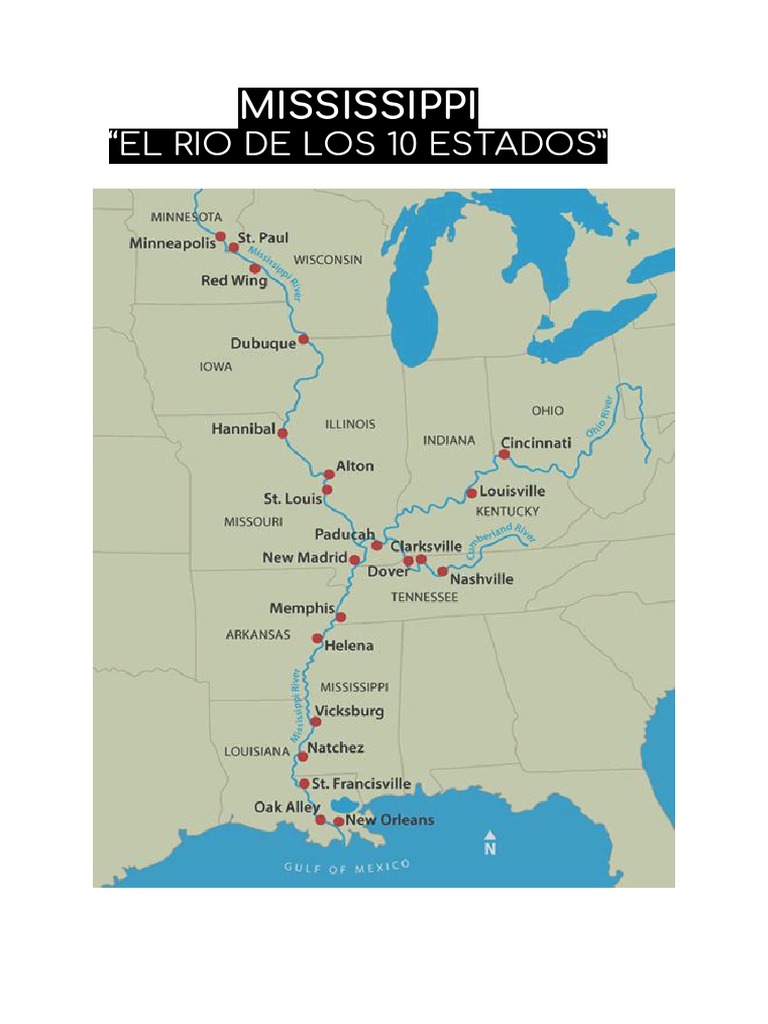 Mapa De Los Estados Unidos Y Sus Capitales Con Nombres Del Río Mississippi
