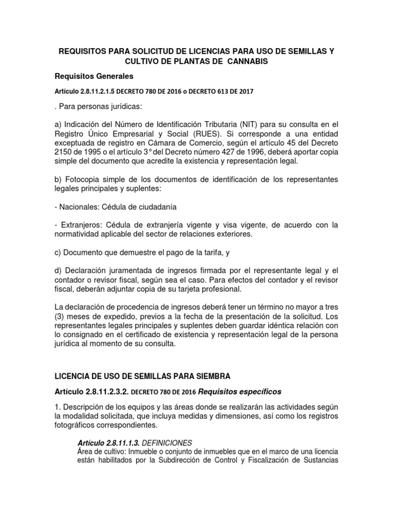 Requisitos Solicitud De Licencias Para Uso De Semillas Y Cultivo De