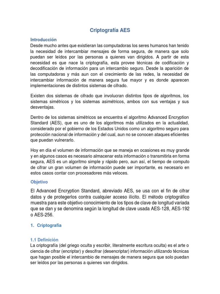 Criptografía AES | PDF | Criptografía | Comunicación segura