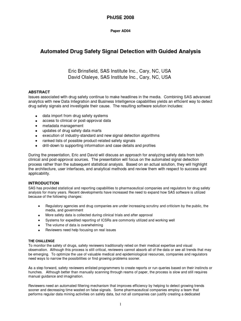 Automated Signal Detection | PDF | Pharmacovigilance | Sas (Software)