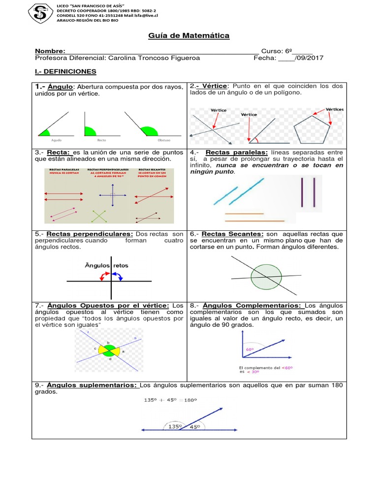Guia Matematica Angulos | PDF | Matemática Elemental | Espacio