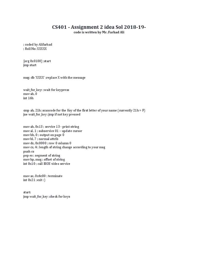 CS401 Assignment 2 Idea Sol 2018-19 | PDF