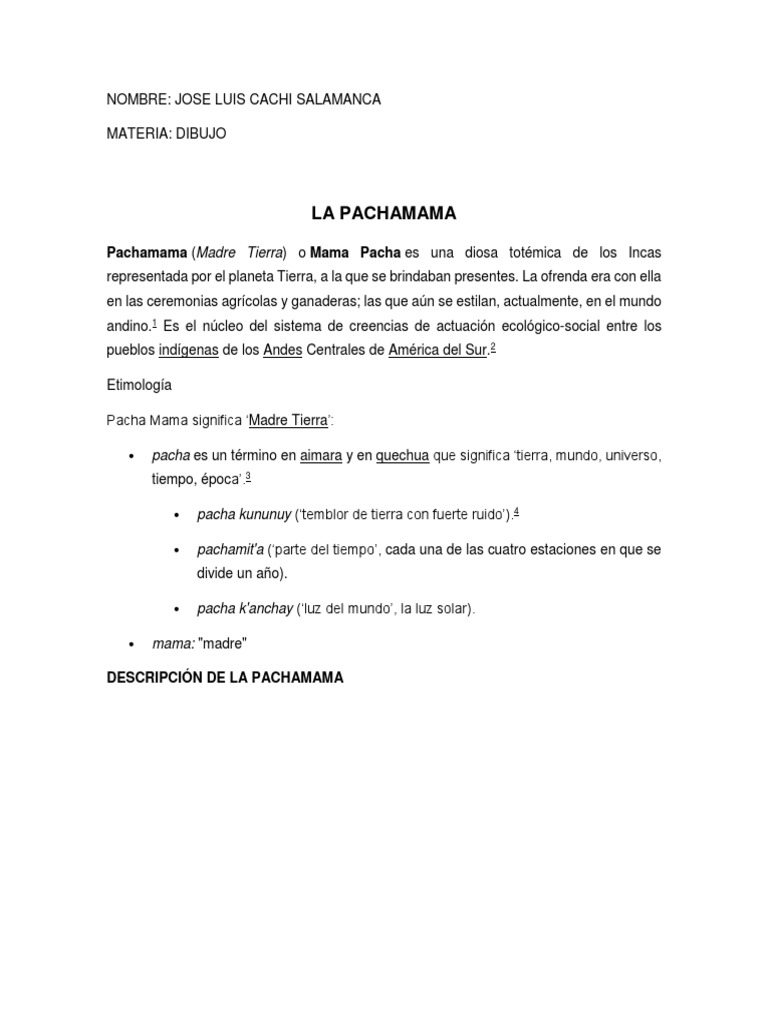La Pachamama | PDF | Andes | Religión y creencia