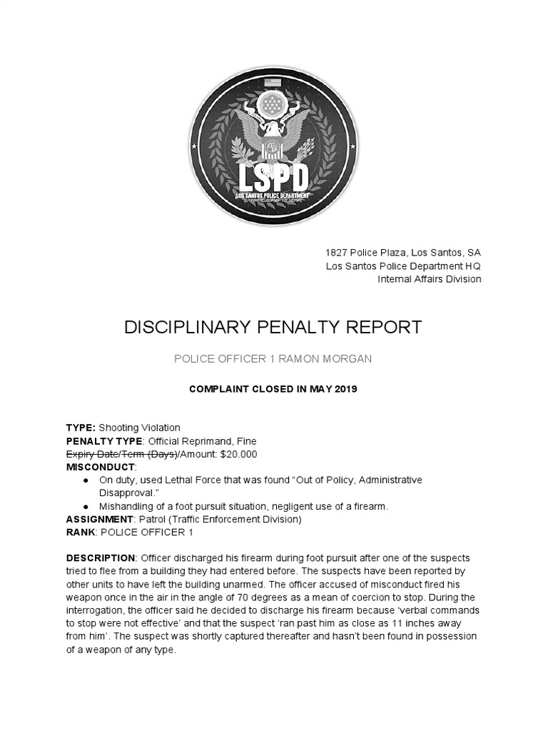 Disciplinary Report PDF | PDF