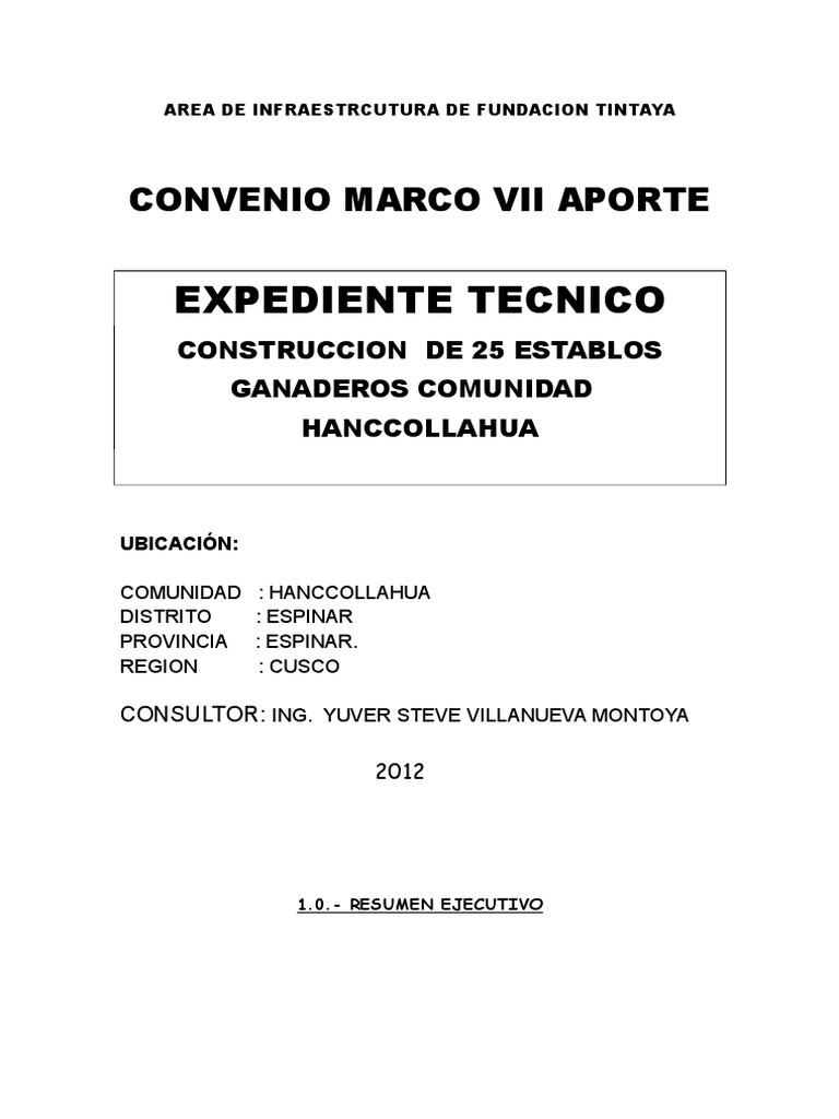 Construcción de Establos en Hanccollahua | PDF | Hormigón | Fundación ...