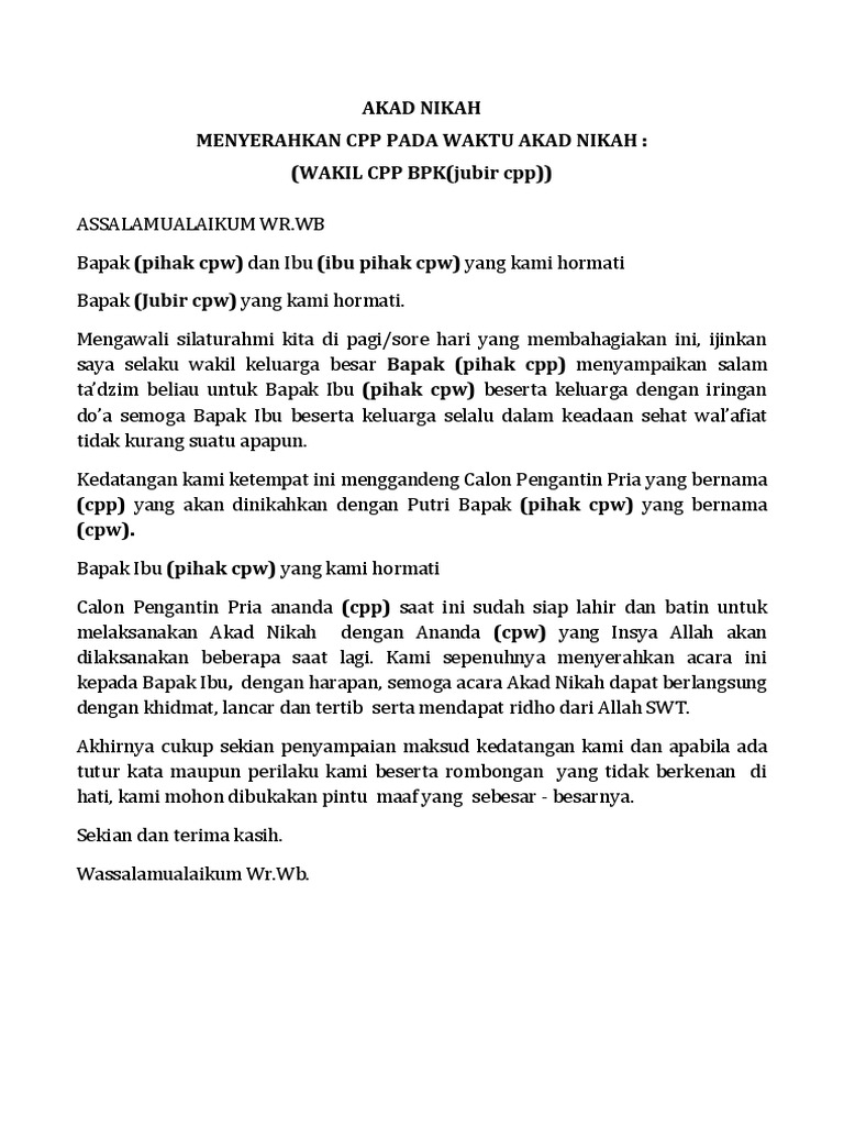 Draft Teks Akad Nikah | PDF