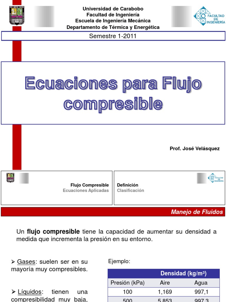 Ecuaciones para Flujo Compresible | PDF | Flujo compresible ...