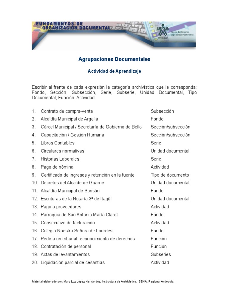 TALLER - Agrupaciones Documentales | PDF