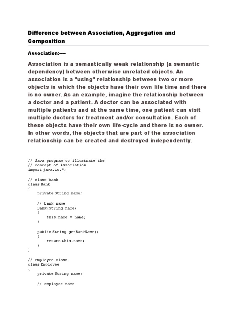 Association Vs Aggregation In Oop Pdf Software Development Object 6036