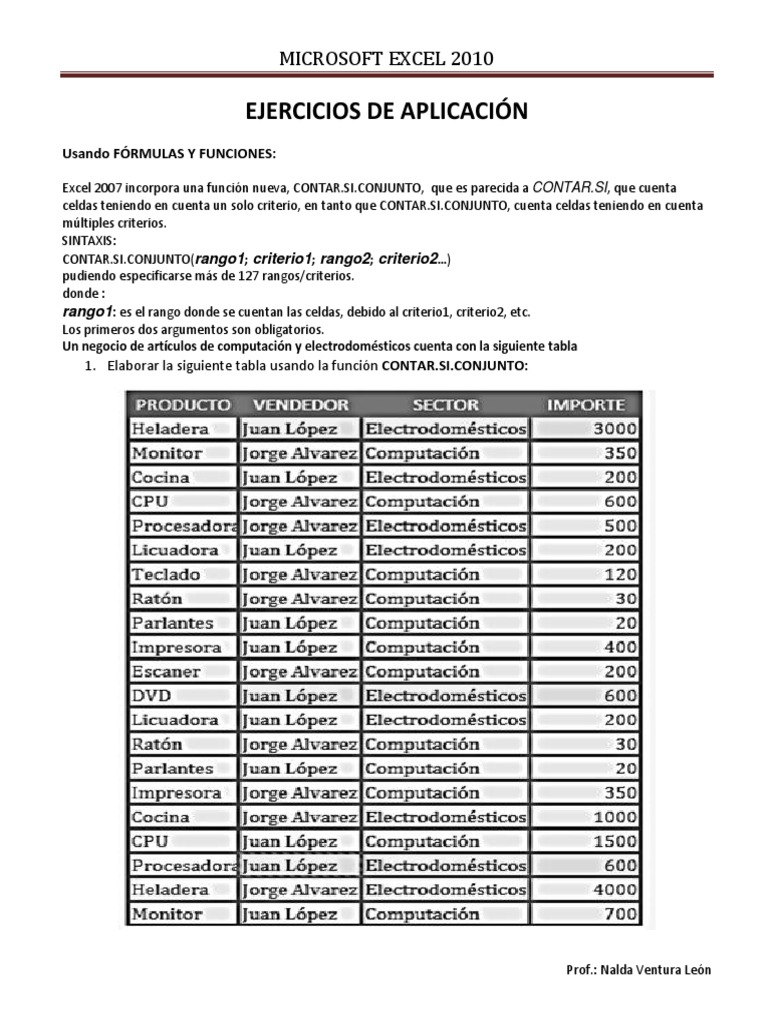 Ejercicios de Aplicacion Excel | PDF | Microsoft Excel | Microsoft