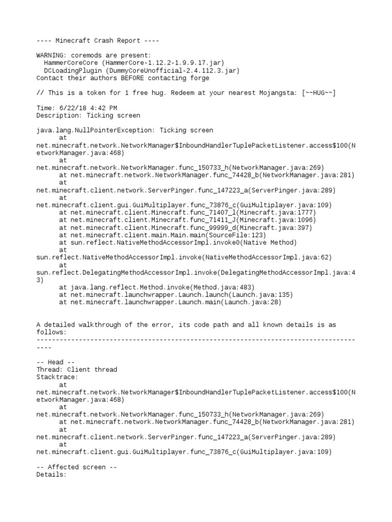 Crash 2018 06 22 - 16.42.39 Client | Download Free PDF | Java Virtual Machine | Java ...