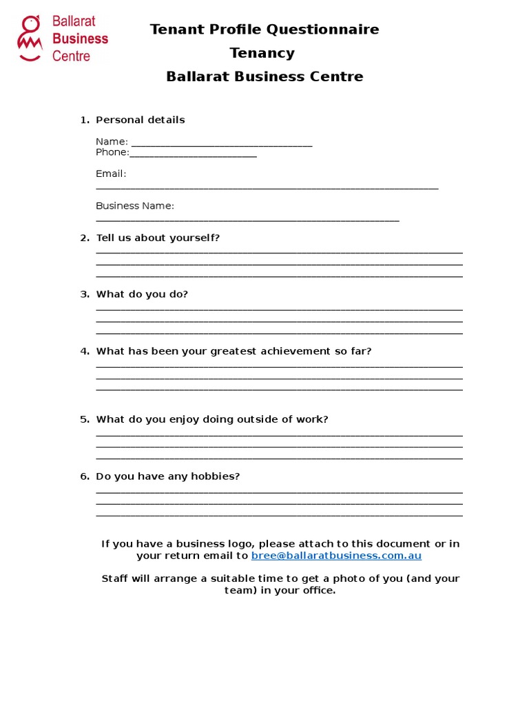 Tenant Profile Questionnaire 2019 | PDF