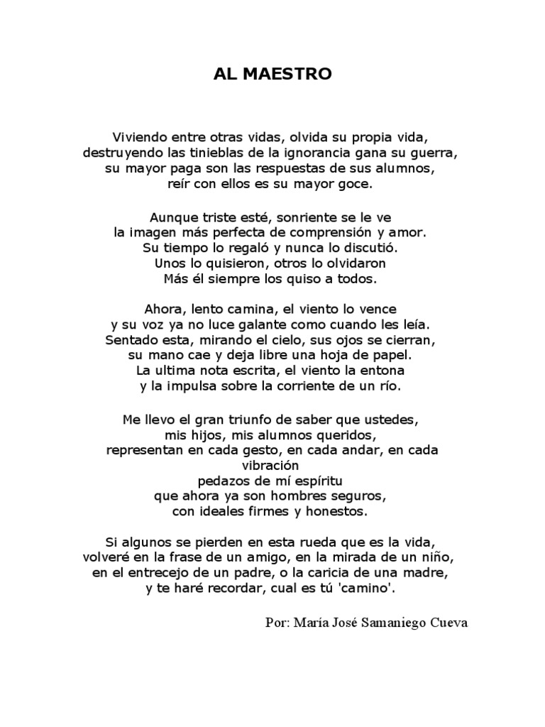 Poema al Maestro: Un Legado de Amor | PDF | Arte | Ficción general
