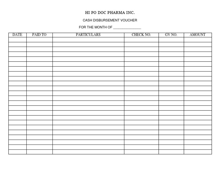 Pharma Cash Disbursement Log | PDF