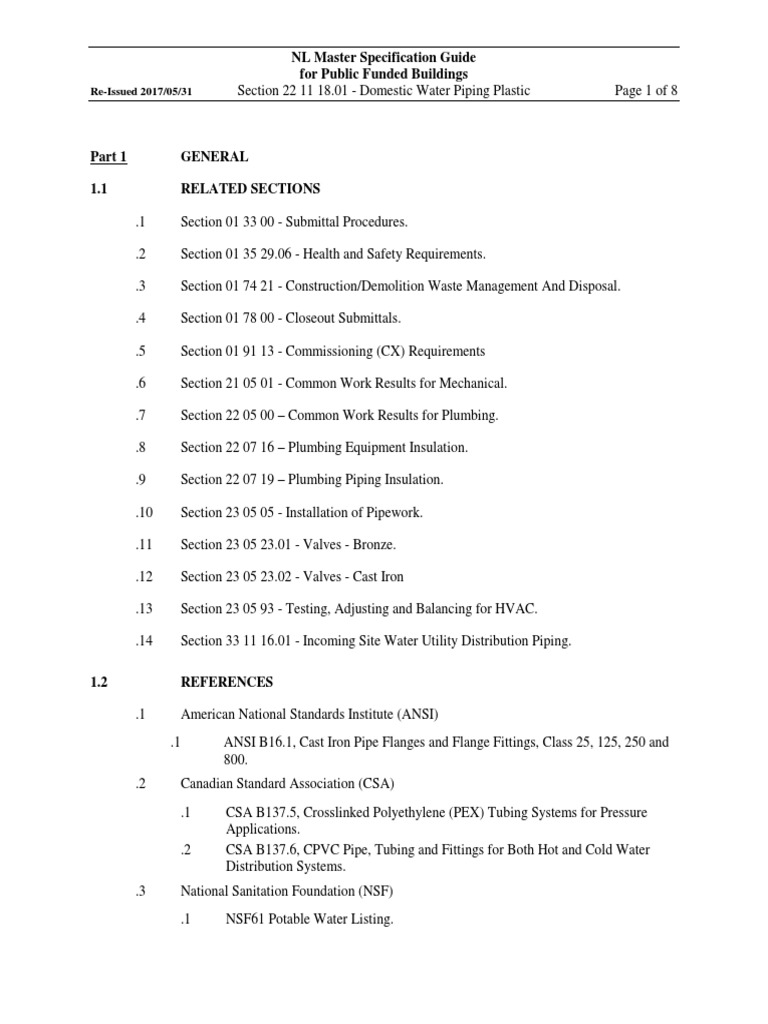 NL Master Specification Guide For Public Funded Buildings: Re-Issued ...