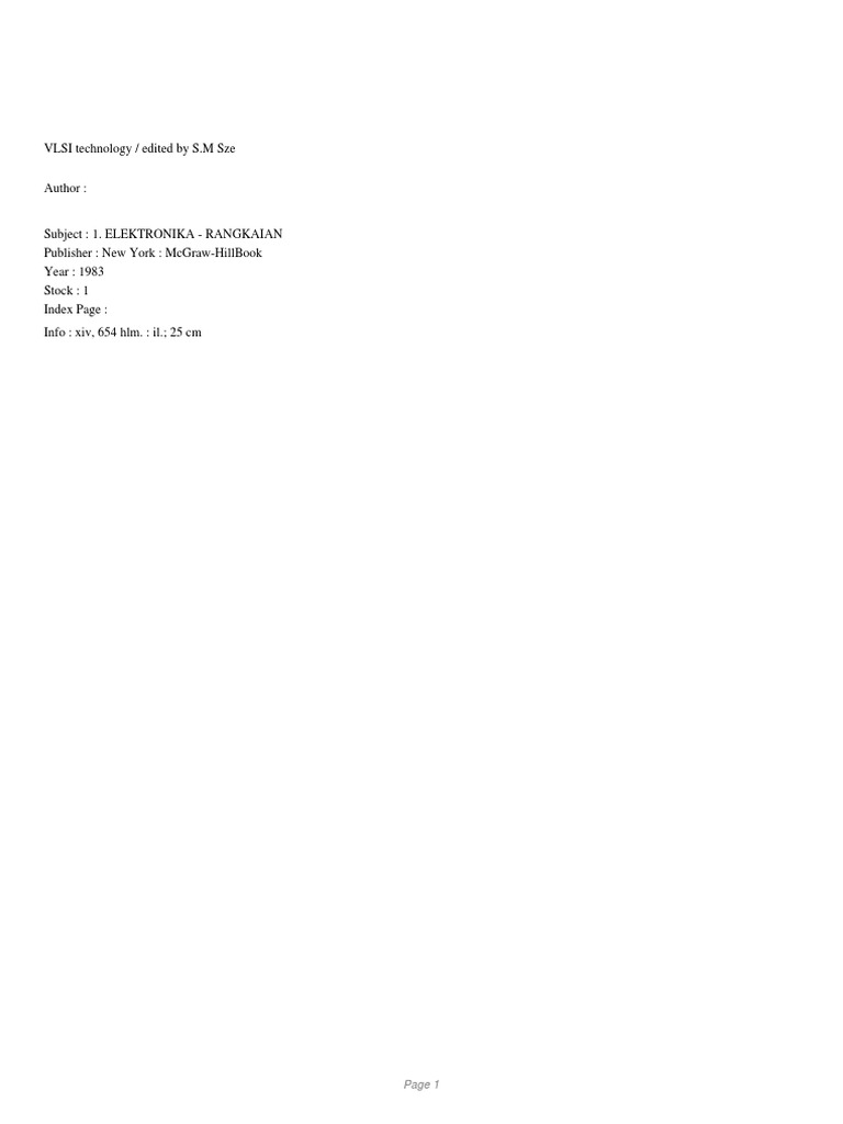 VLSI Technology by S.M. Sze | PDF | History