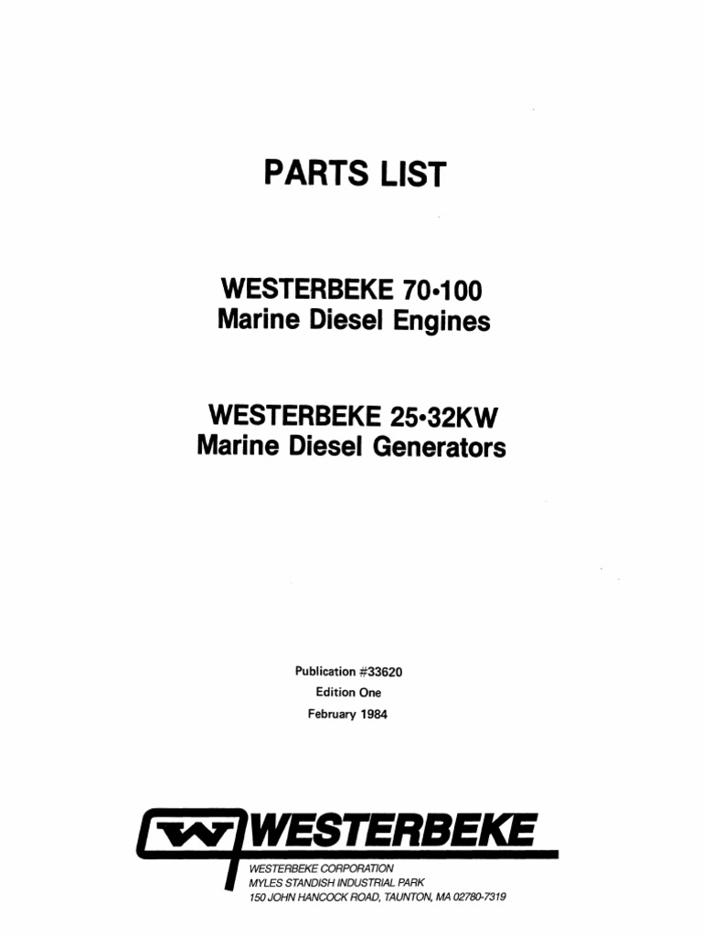 'Westerbeke: Parts List | PDF | Vehicle Technology | Propulsion