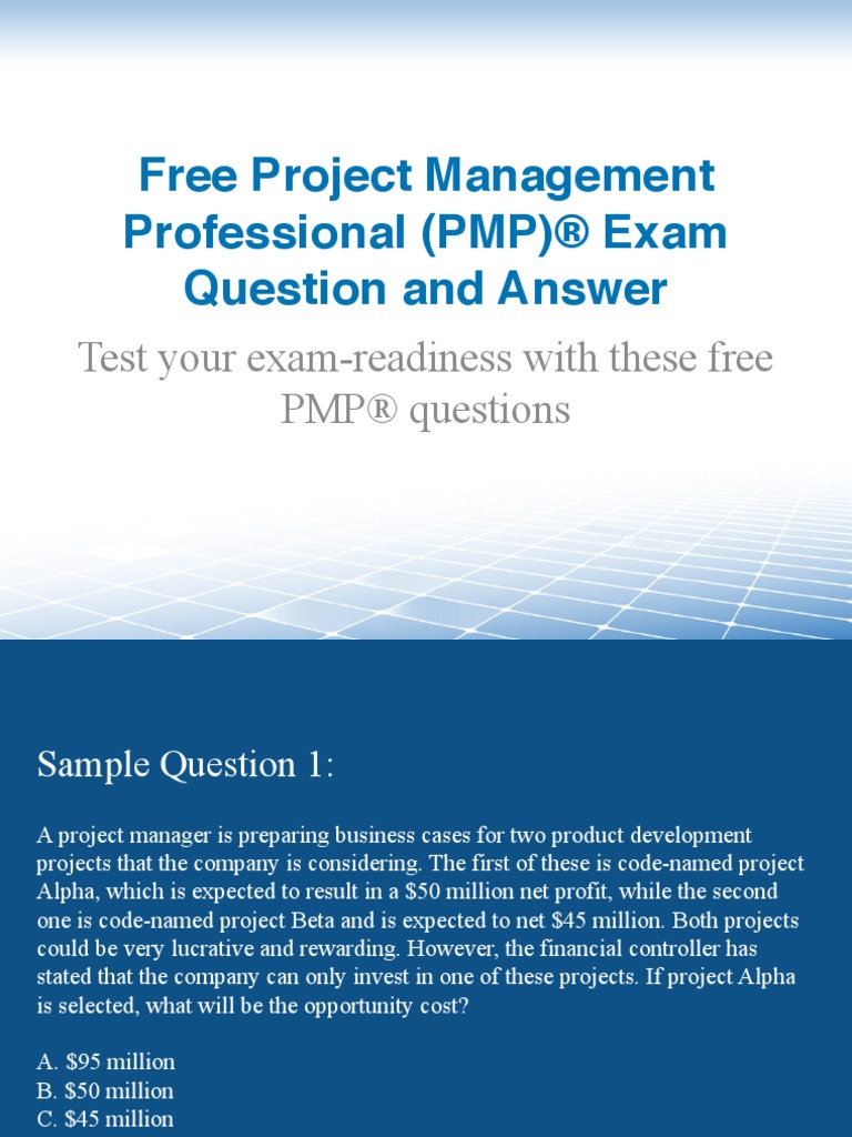 Free Project Management Professional (PMP) ® Exam Question and Answer ...