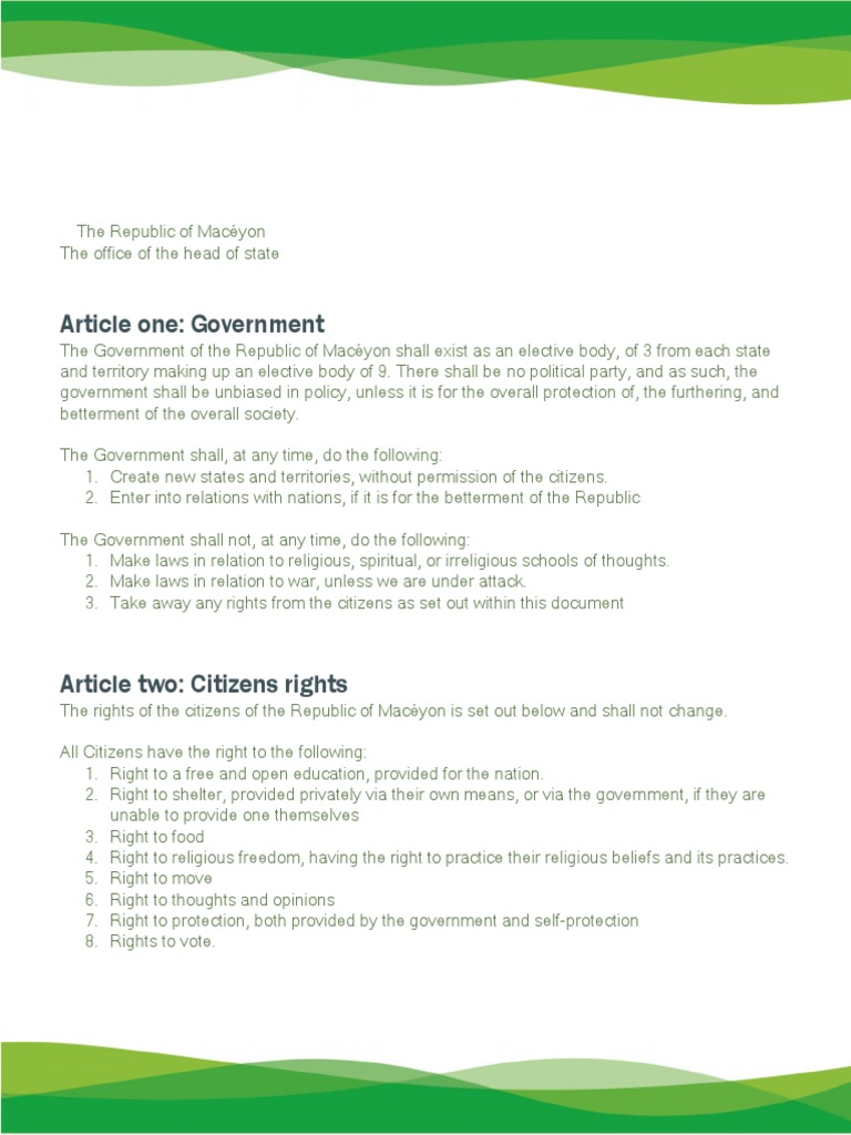 Article One: Government | PDF | U.S. State | United States Constitution