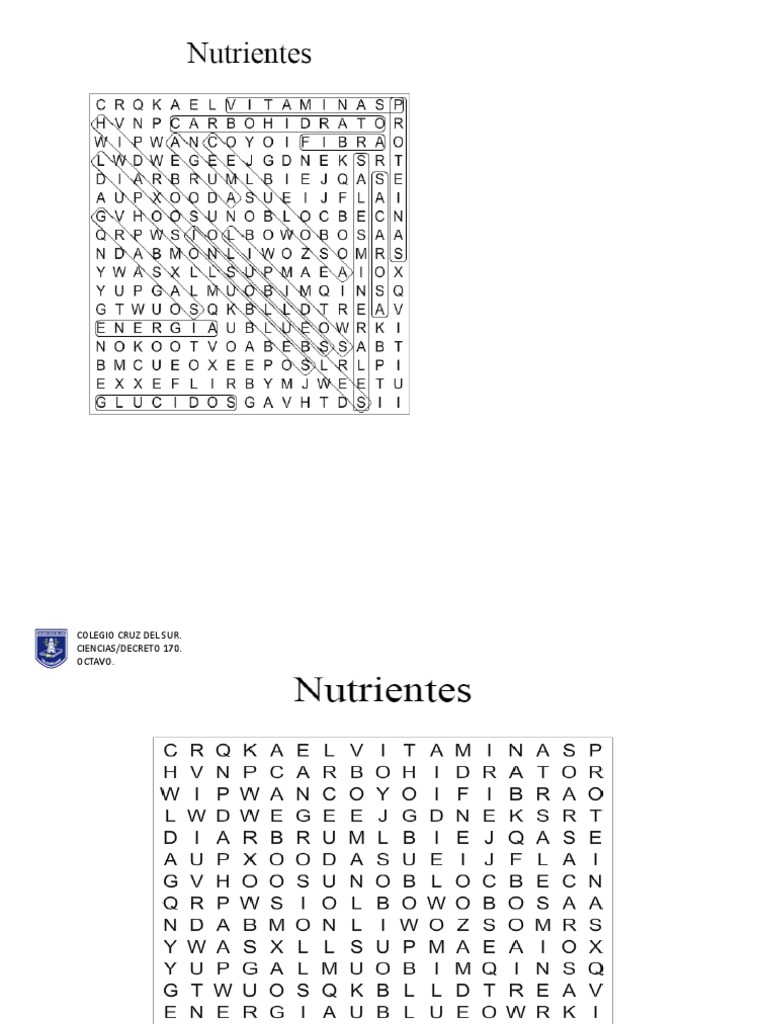 Sopa de Letra Nutrientes | PDF