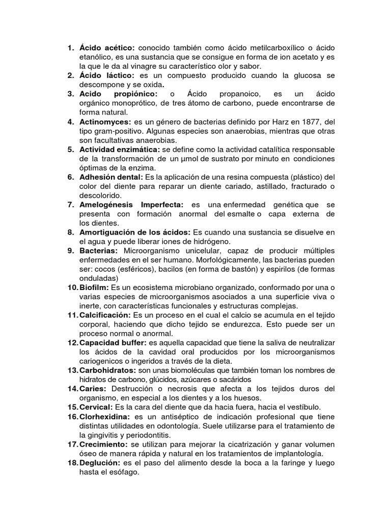 Cariología Glosario | PDF | Carbohidratos | Inflamación