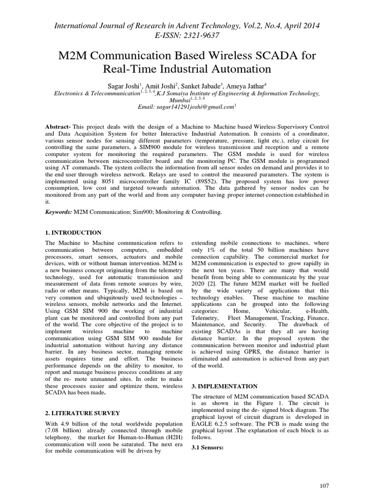 M2M Communication Based Wireless SCADA For Real-Time Industrial ...