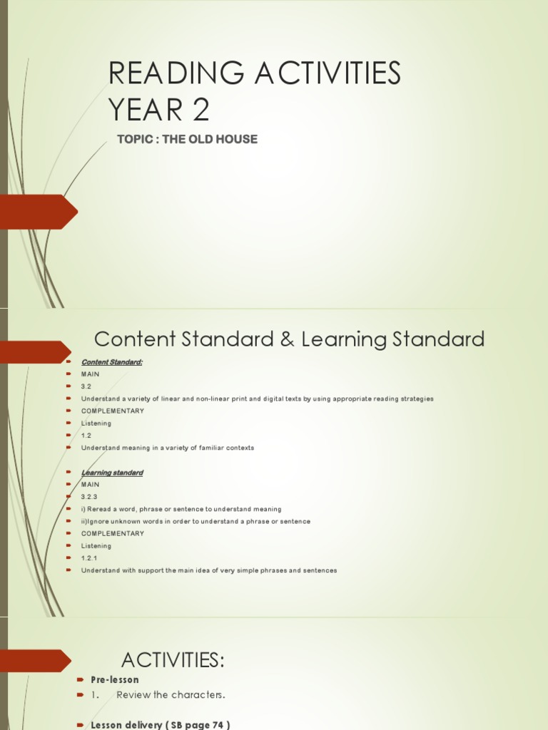 Reading Activities Year 2: Topic: The Old House | PDF