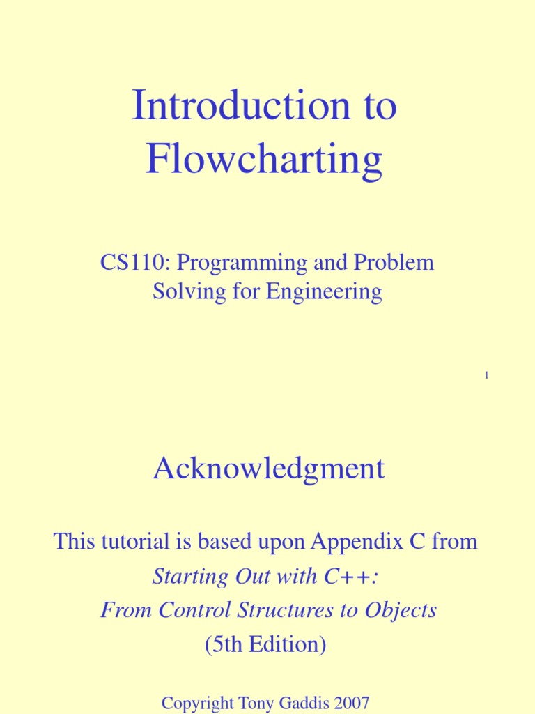 Introduction To Flowcharting: CS110: Programming and Problem Solving For Engineering | PDF ...