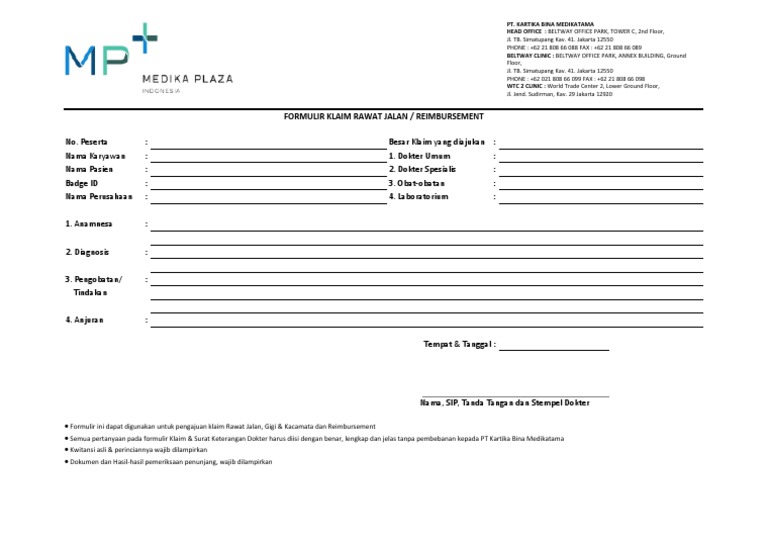Form Medika Plaza | PDF