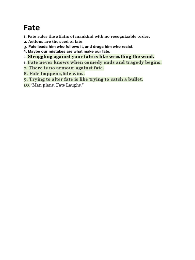 Embracing Fate's Unyielding Nature | PDF | Law | Self-Improvement