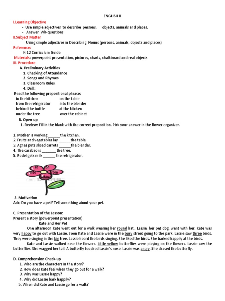 Lesson Plan in English 2 | PDF | Syntax | Linguistic Typology