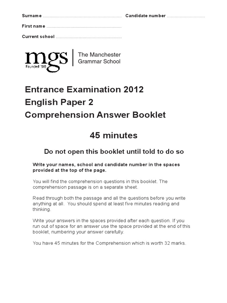 English Passsage | PDF | Question