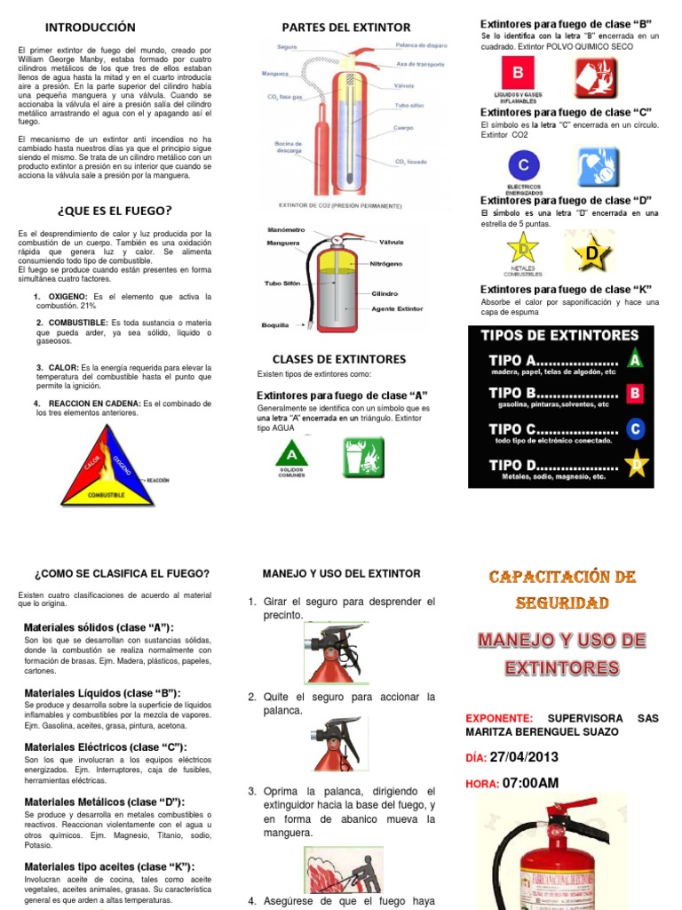 Triptico de Uso de Extintores | Incendios | Combustión