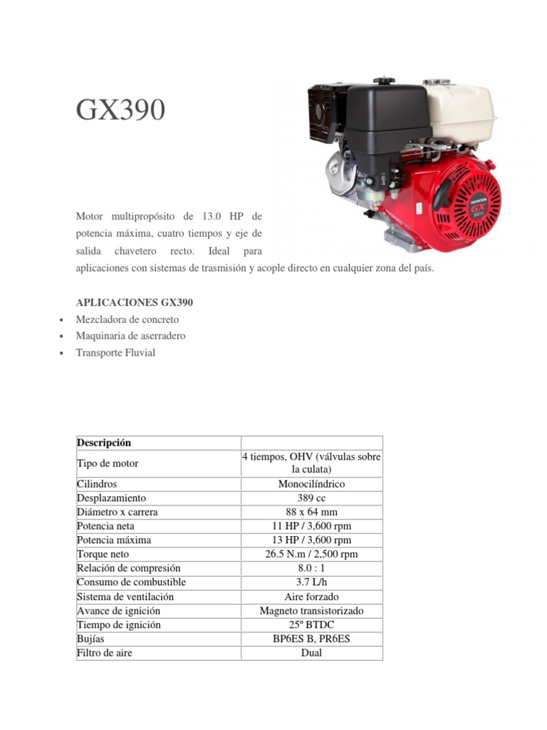 Motor GX 360 Calculos | PDF