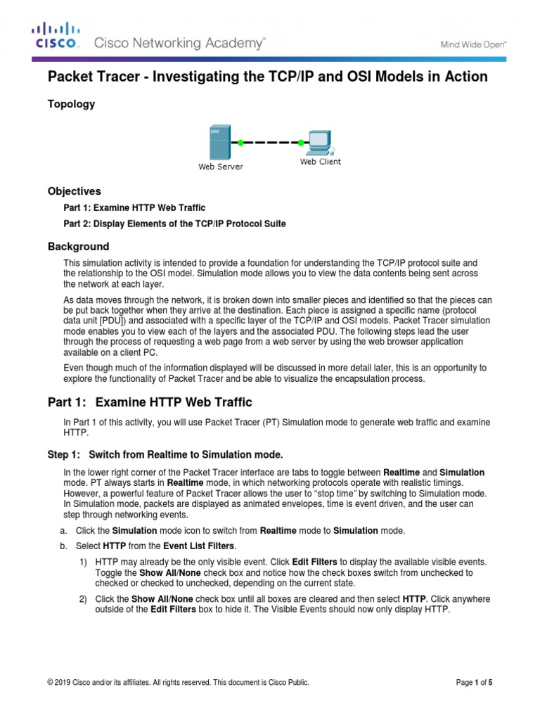 3.2.4.6 Packet Tracer - Investigating The TCP-IP and OSI Models in Action | PDF | Internet ...