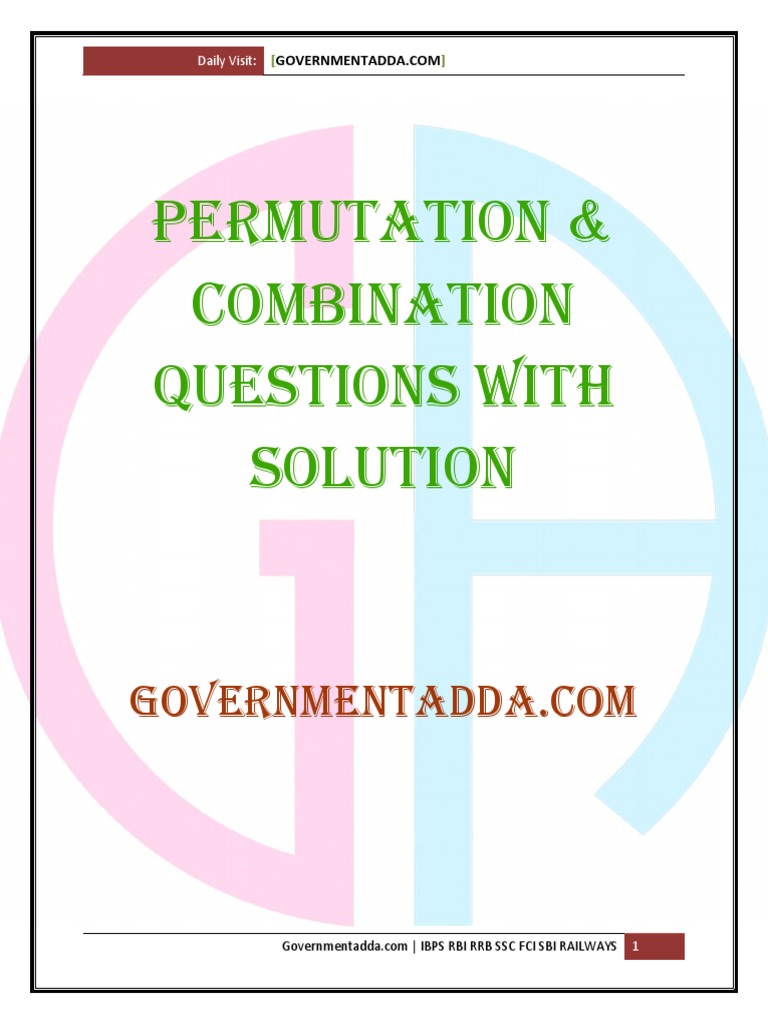 Permutation & Combination Questions With Solution: Daily Visit | PDF ...