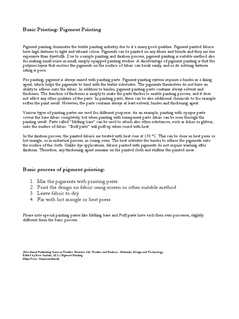Pigment Printing | PDF | Textiles | Pigment