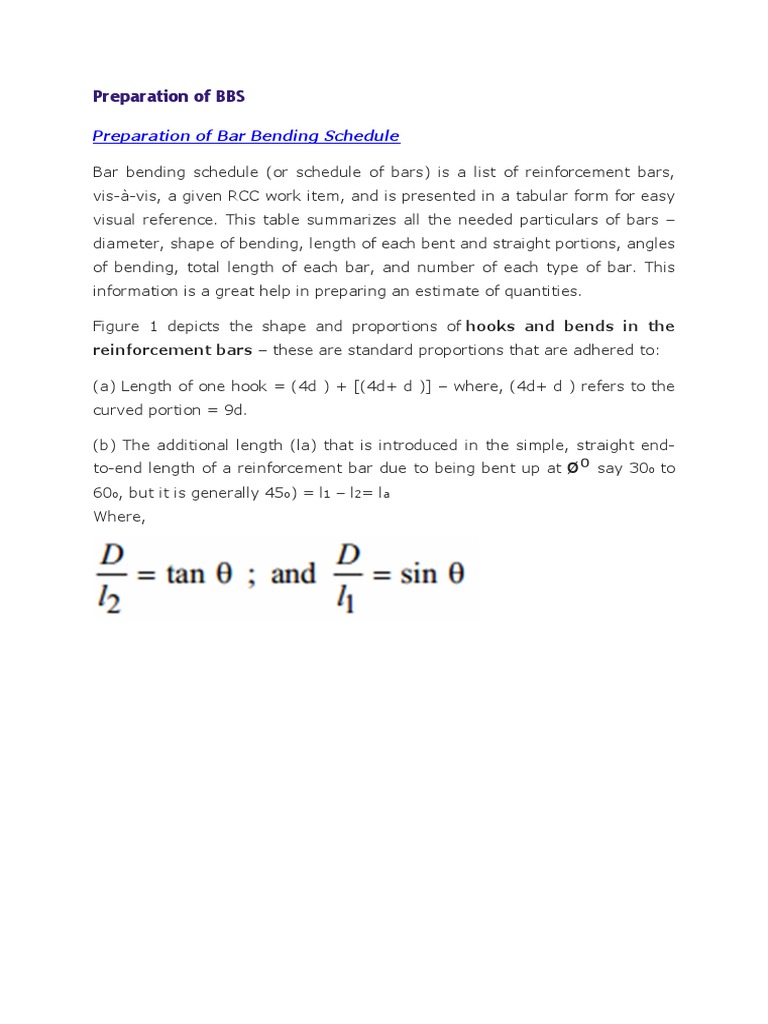 Bar Bending Schedule Preparation Guide | PDF